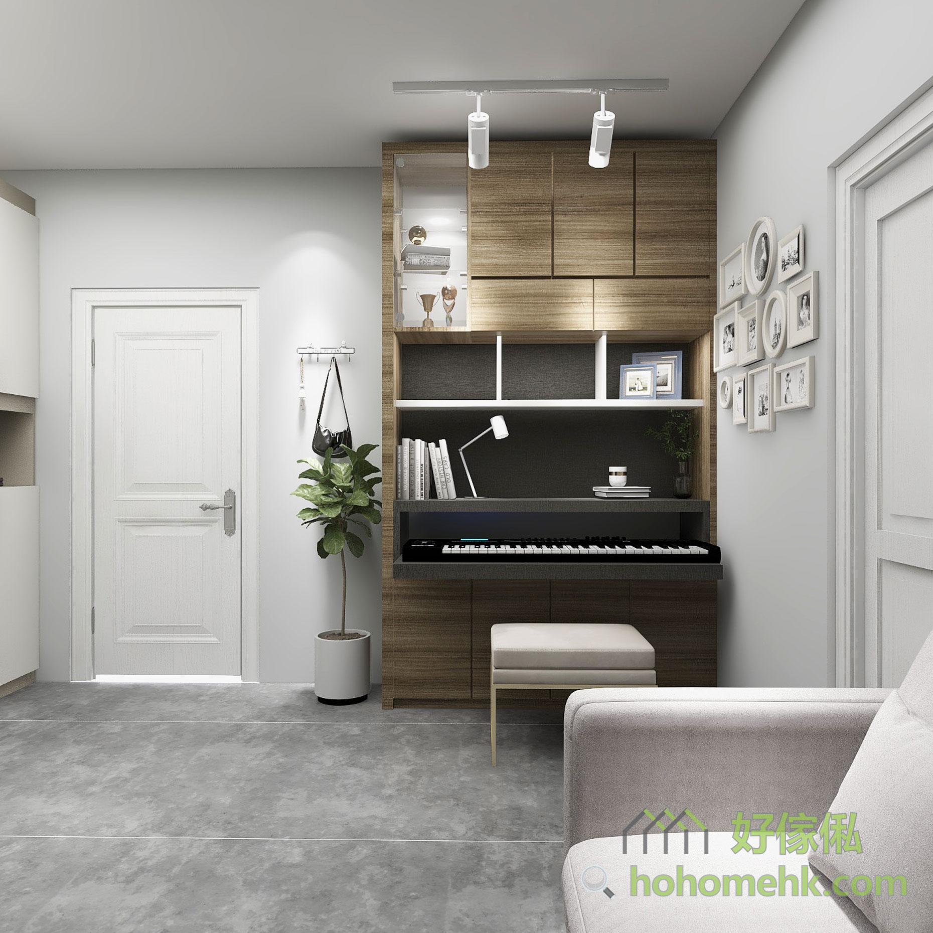 Custom-made bookcase or showcase around the piano — 好傢俬 HoHomeHK